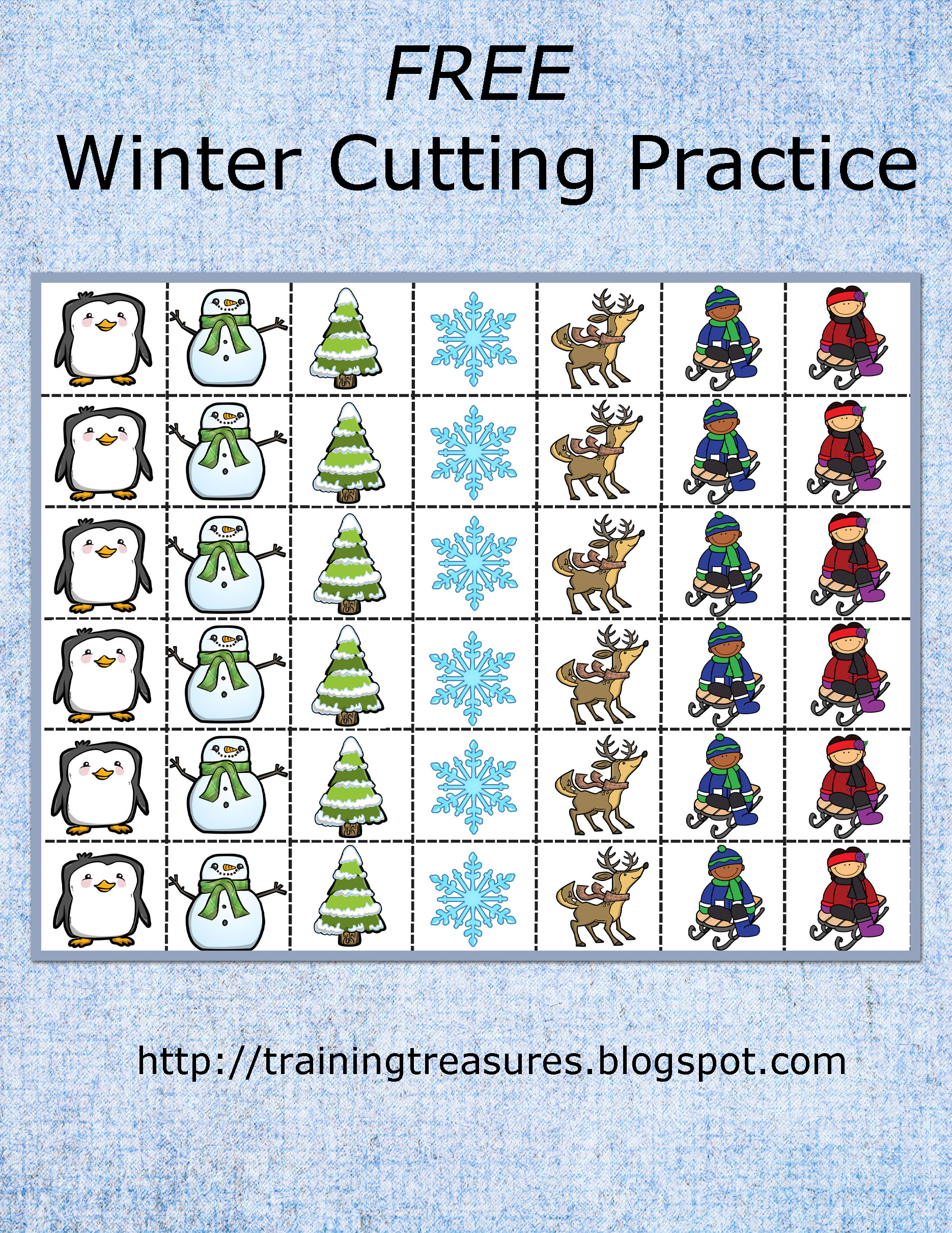 FREE Winter Scene Cutting Practice Pages