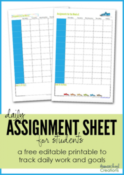 FREE Daily Student Assignment Sheets