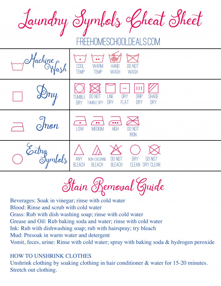 FREE LAUNDRY CHEAT SHEET (Instant Download)