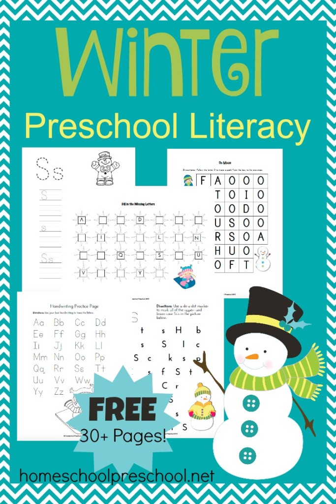 FREE Winter Preschool Literacy Pack