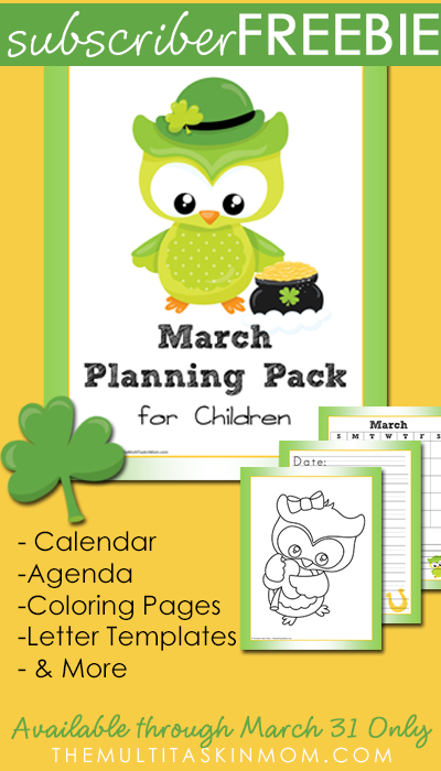 FREE March Children's Planning Pack