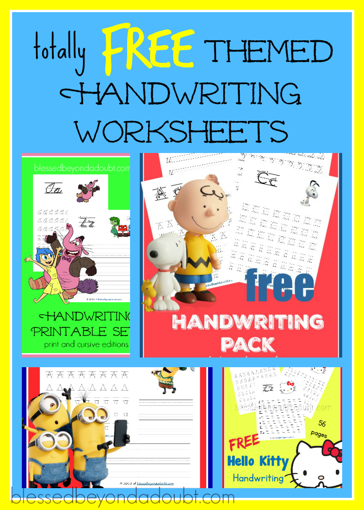 FREE Variety Packs of Themes Handwriting Worksheets