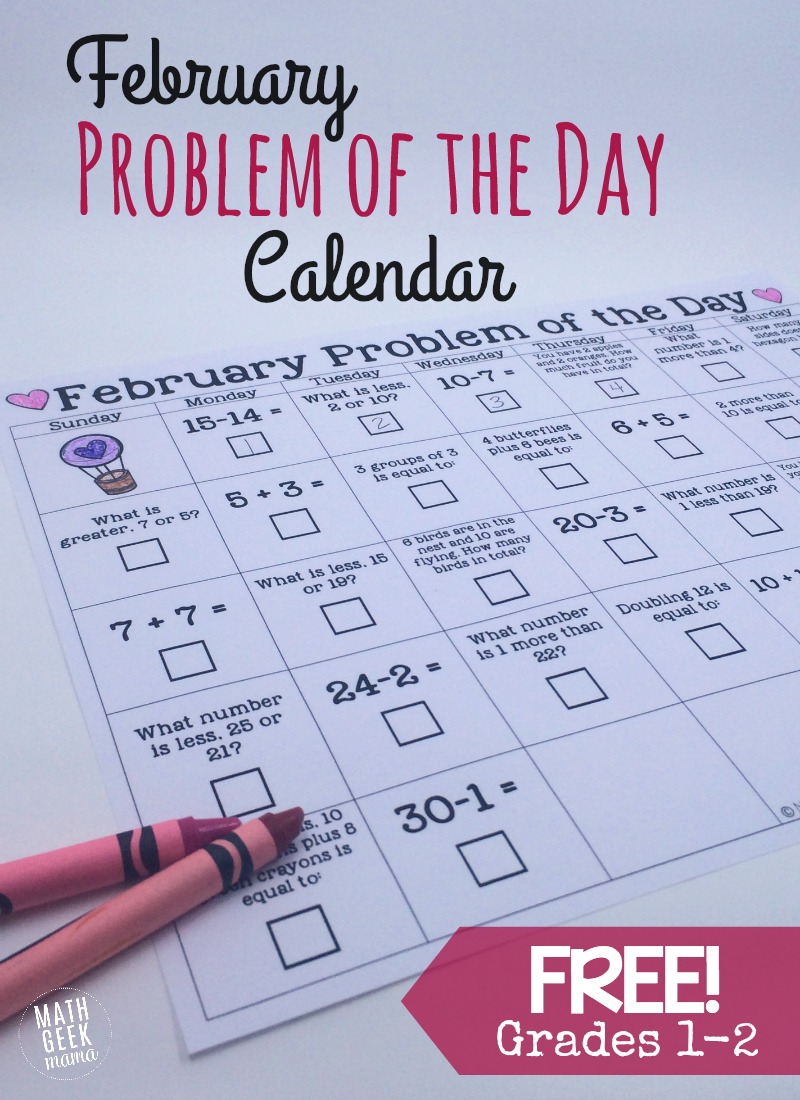 FREE Problem of the Day Math Practice Calendar