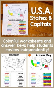 FREE States and Capitals Printables Pack