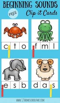 FREE Beginning Sounds Clip it Cards