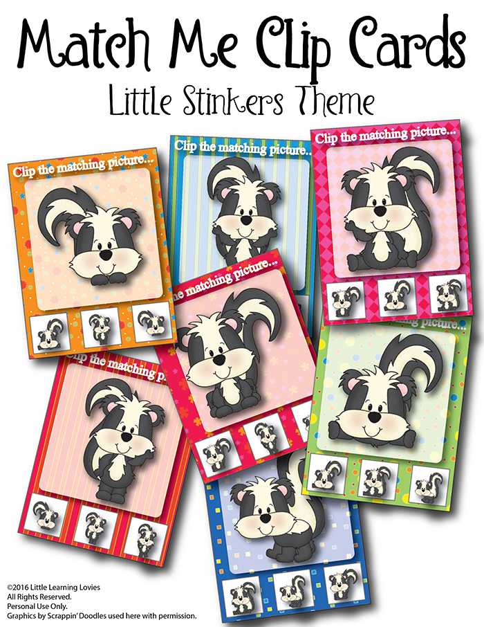 FREE Match Me Skunk Clip Cards