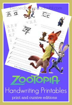 FREE Zootopia Handwriting Printables