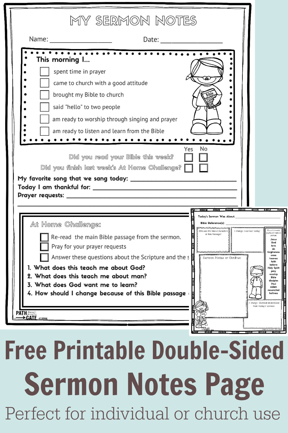 FREE Sermon Notes Activity For Kids