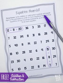 FREE Equation Search Puzzles