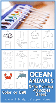 FREE Q-Tip Ocean Animal Printables