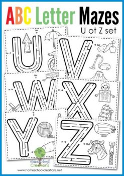FREE Alphabet Mazes Printables Letters U-Z
