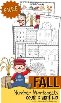 FREE Fall Counting Worksheets Pack