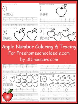 FREE APPLE NUMBER COLOR AND TRACE SET (Instant Download!)
