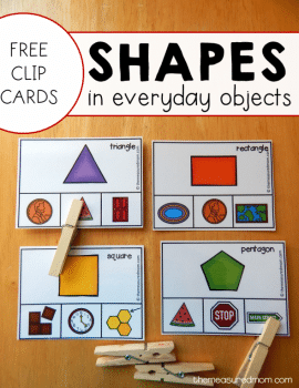 FREE Shapes Clip Card Printables