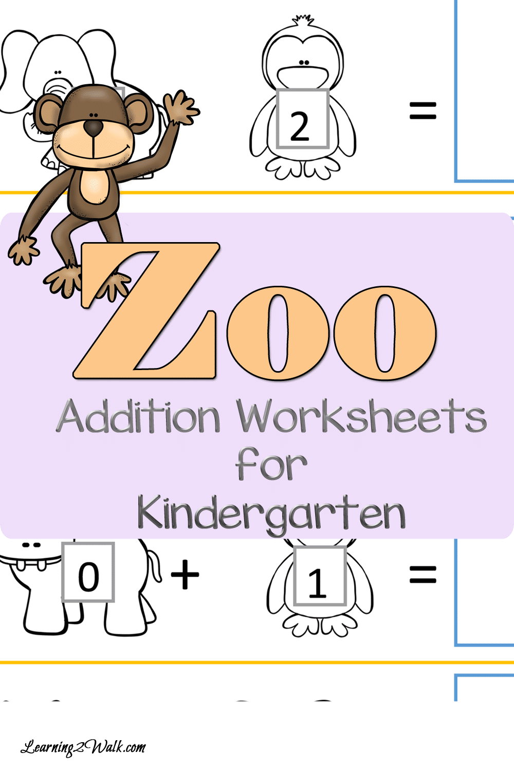 FREE Zoo Addition Kindergarten Worksheets