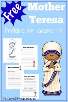 FREE Mother Teresa Printables