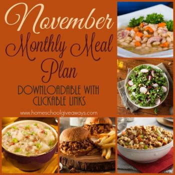 Free November Monthly Meal Plan