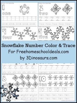 FREE SNOWFLAKE NUMBER COLOR & TRACE PRINTABLES (INSTANT DOWNLOAD)