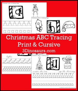 Free Christmas Themed Print & Cursive Handwriting Worksheets