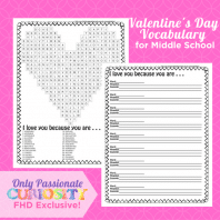 FREE VALENTINE'S DAY VOCABULARY FOR MIDDLE SCHOOL PRINTABLES (Instant ...