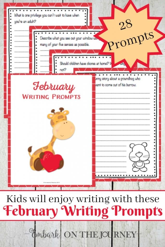 Free February Writing Prompts Printables