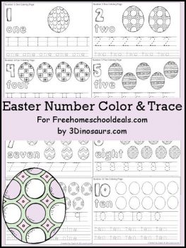 FREE EASTER EGG NUMBER COLOR & TRACE PRINTABLES (Instant Download)