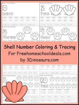 FREE SHELL NUMBER TRACE & COLOR PRINTABLES (Instant Download)
