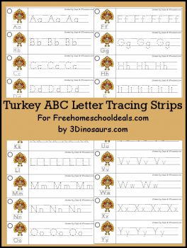 FREE TURKEY ABC TRACING STRIPS (Instant Download)