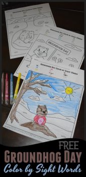Free Groundhog's Day Color by Sight Word Pages