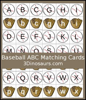 Free Baseball Alphabet Matching Cards