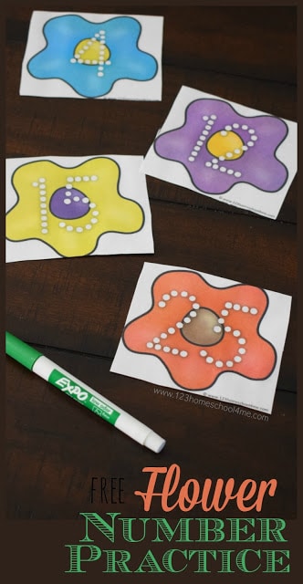 FREE FLOWER NUMBER PRACTICE PRINTABLES (Instant Download)