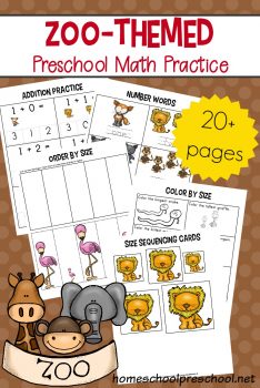 Free Preschool Zoo Math Worksheets