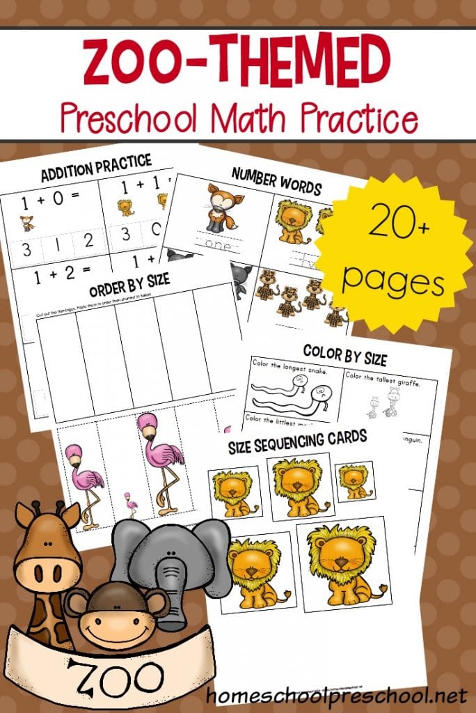 Free Preschool Zoo Math Worksheets