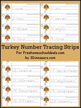 FREE Turkey Tracing Strips Printable (Instant Download) | Free ...