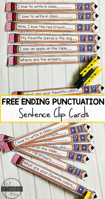 FREE Ending Punctuation Clip Cards | Free Homeschool Deals