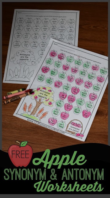 FREE Apple Synonym & Antonym Worksheet | Free Homeschool Deals
