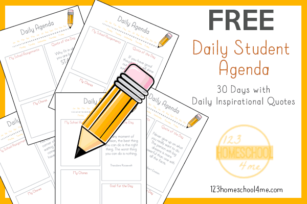 FREE Homeschool Student Daily Agenda | Free Homeschool Deals