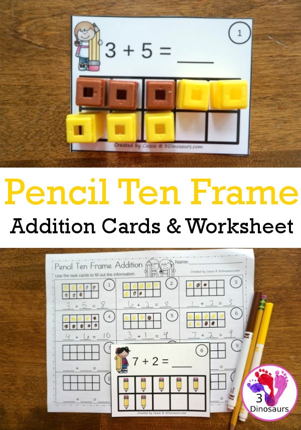 FREE Pencil Ten Frames Addition Cards + Worksheet | Free Homeschool Deals