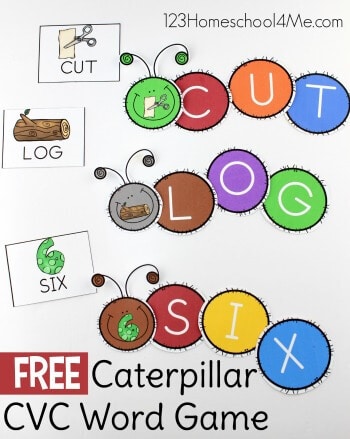 FREE Caterpillar CVC Word Game | Free Homeschool Deals