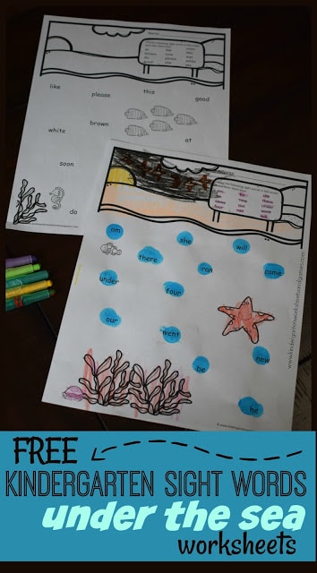 FREE Under the Sea Kindergarten Sight Words | Free Homeschool Deals