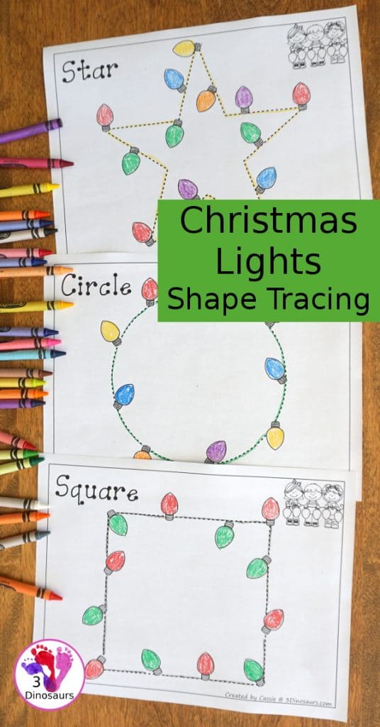 FREE Christmas Lights Shape Tracing Sheets | Free Homeschool Deals