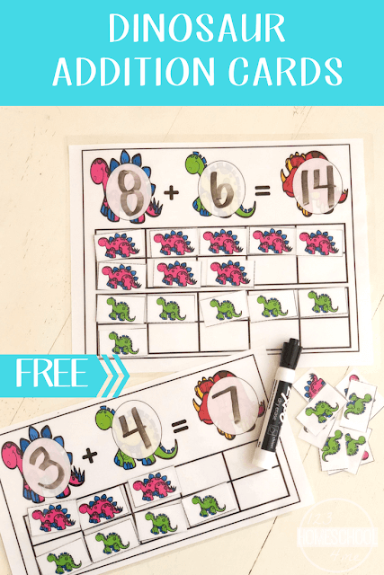 FREE Dinosaur Addition with Ten Frames Cards | Free Homeschool Deals