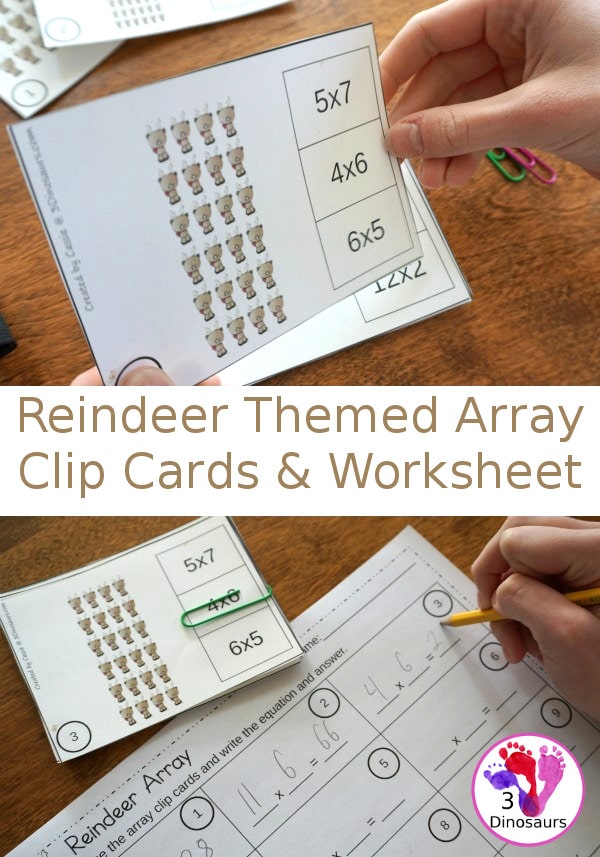 FREE Reindeer-Themed Array Clip Cards & Worksheet | Free Homeschool Deals