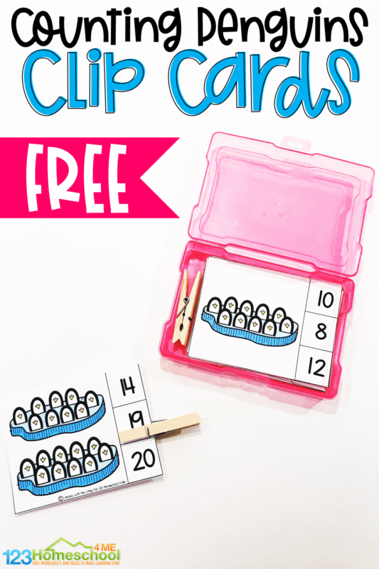 FREE Counting Penguins Clip Cards | Free Homeschool Deals