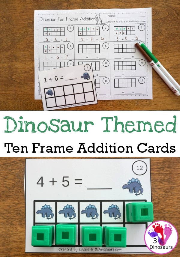 FREE Ten Frame Dinosaur Addition Cards | Free Homeschool Deals