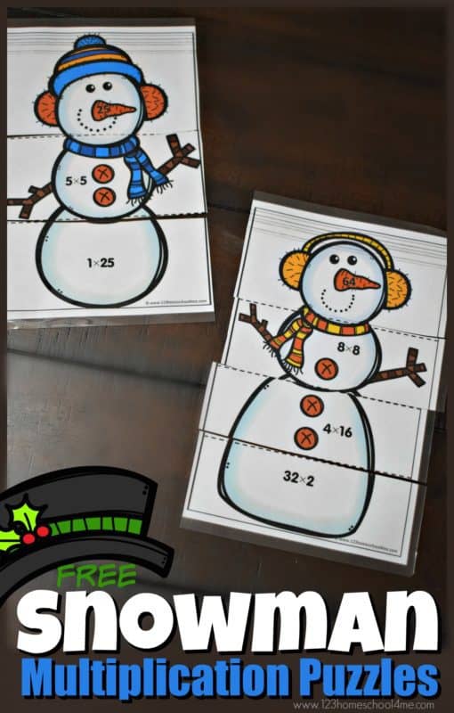 FREE Snowman Multiplication Puzzles | Free Homeschool Deals