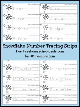 FREE Snowflake Number Tracing Strips (Instant Download)