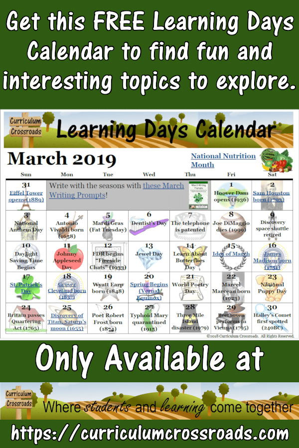 FREE March Learning Days Calendar | Free Homeschool Deals