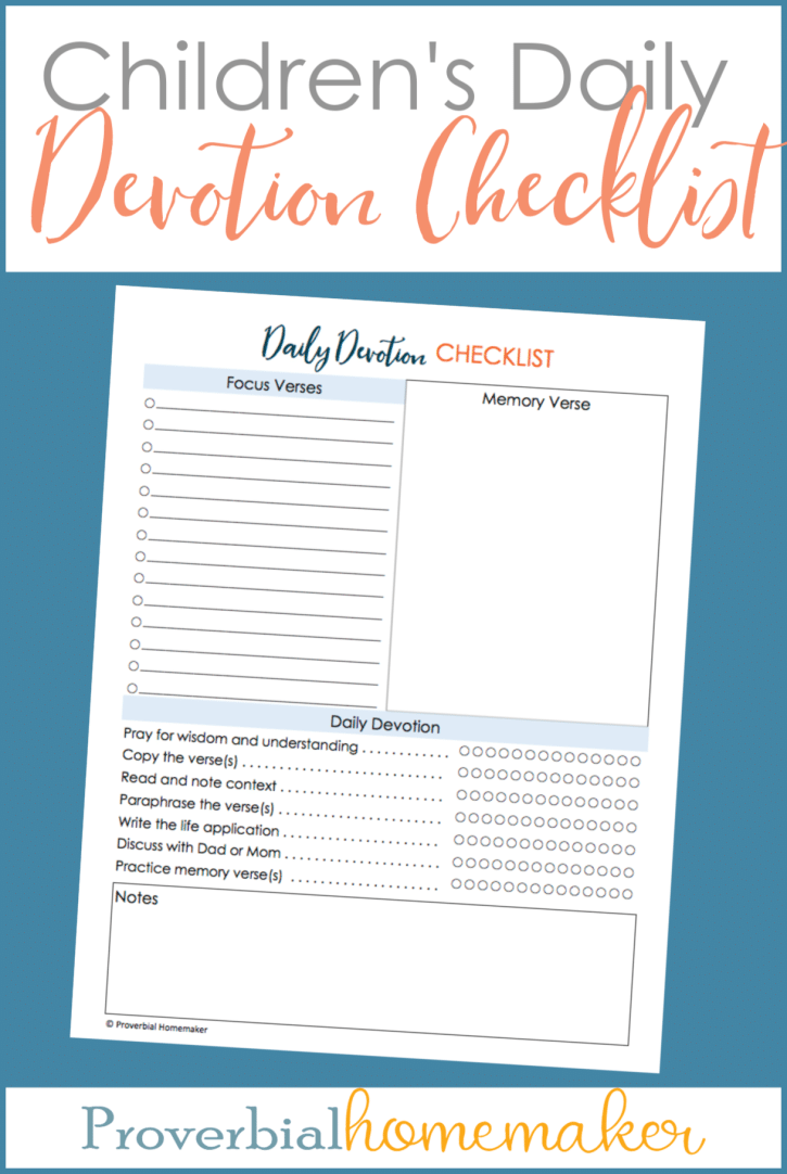 FREE Children's Daily Devotion Checklist | Free Homeschool Deals