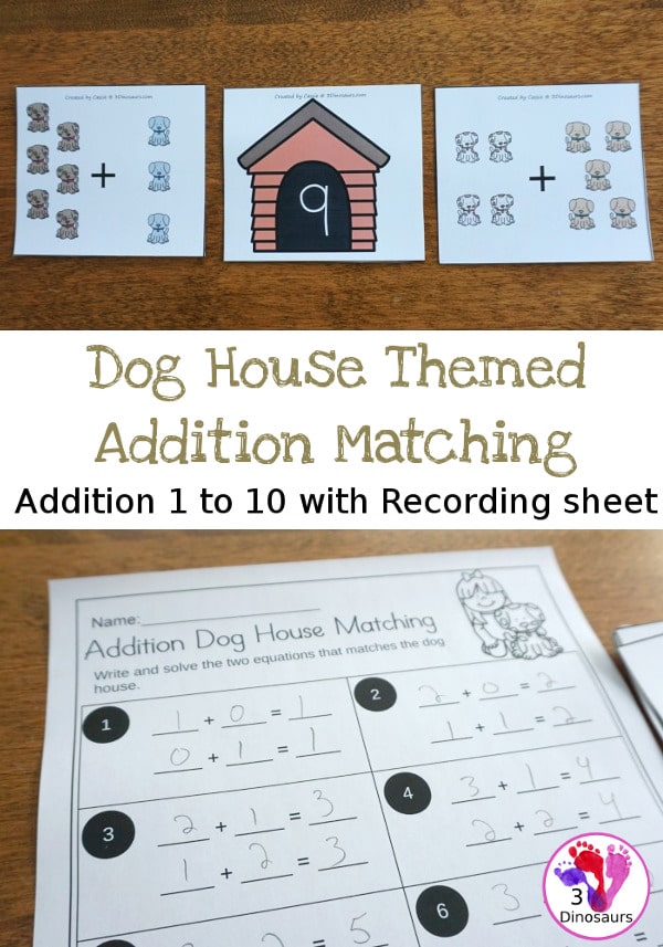 FREE Doghouse-Themed Addition Matching Cards | Free Homeschool Deals